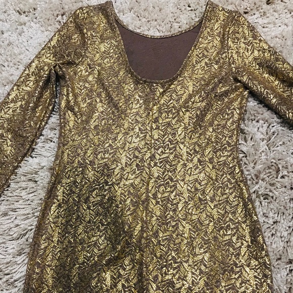 Rhapsody | Dresses | Rhapsody Dresses Gold Feather Details | Poshmark